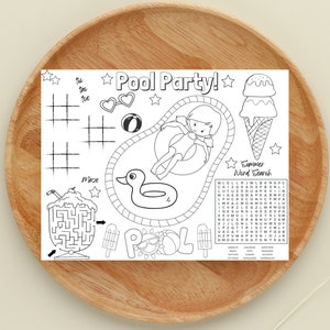 Printable Pool Party Activity Sheet / Kids Printable Activity Sheet ...