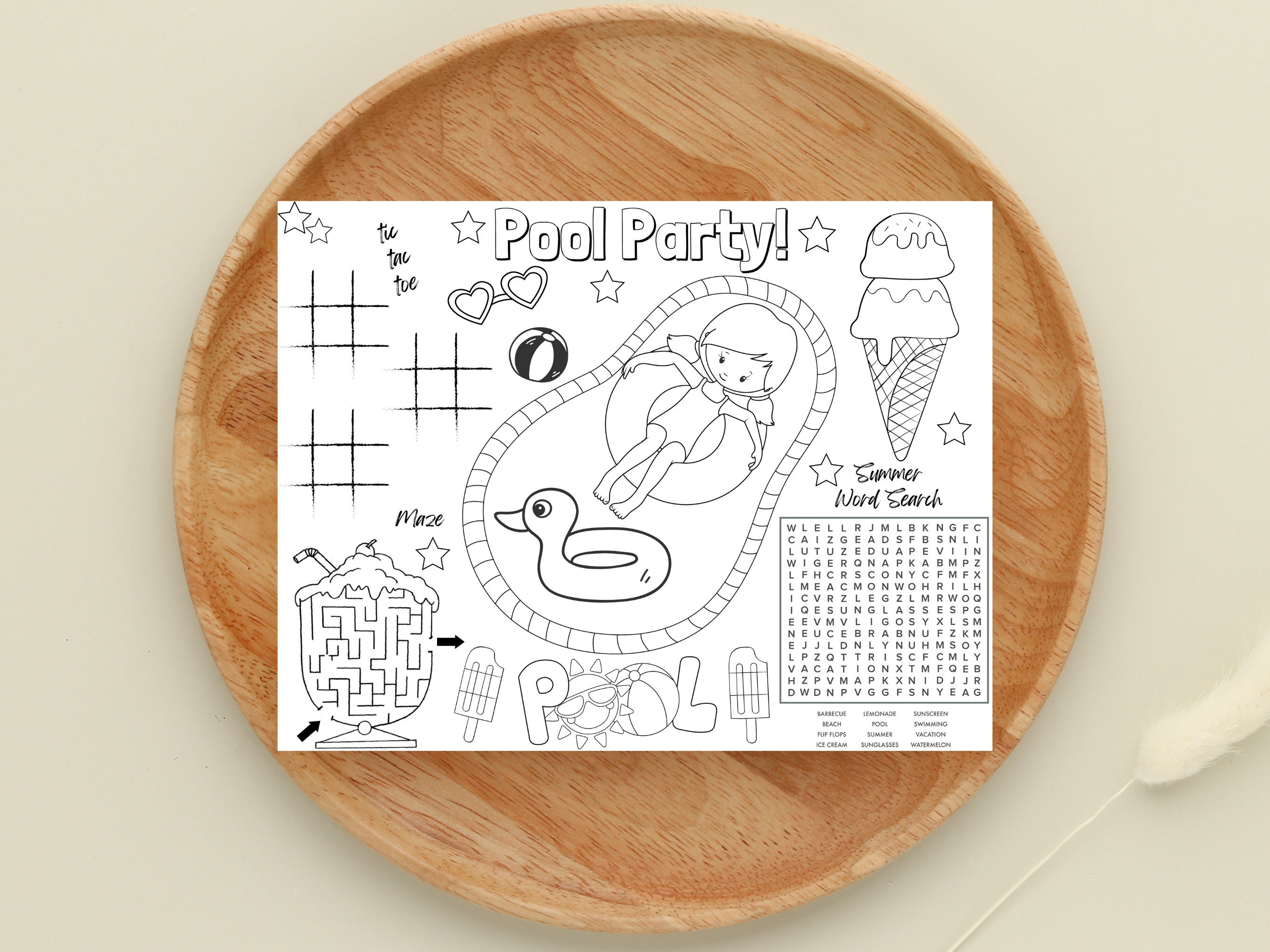 Printable Pool Party Activity Sheet / Kids Printable Activity Sheet ...