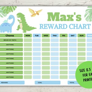 EDITABLE Dinosaur Reward Chart, Dinosaur Chore Chart, Dinosaur Behavior ...