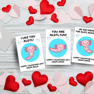 Axolotl Valentine’s Day Printable Cards for Kids, Printable Valentines ...