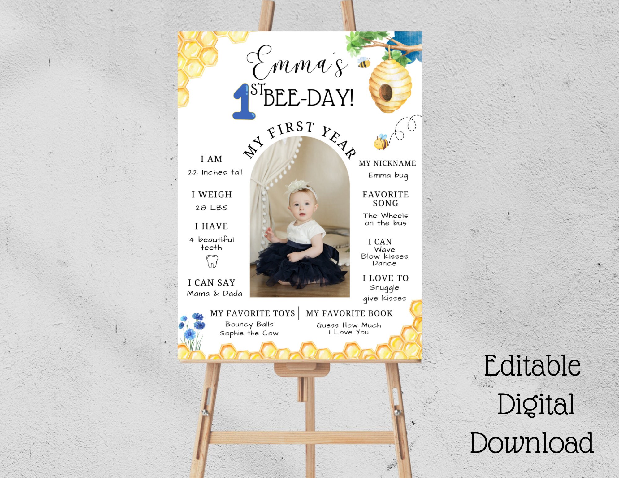 First Bee-day Milestone Board Bee Milestone Board First - Etsy