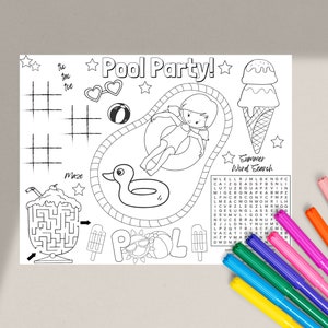 Printable Pool Party Activity Sheet / Kids Printable Activity Sheet ...