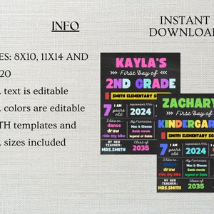 First Day of School Sign EASY DIY Canva Template Printable Editable 1st ...