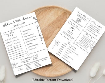 Wedding Table Games Wedding Program Template Wedding Program Wedding ...