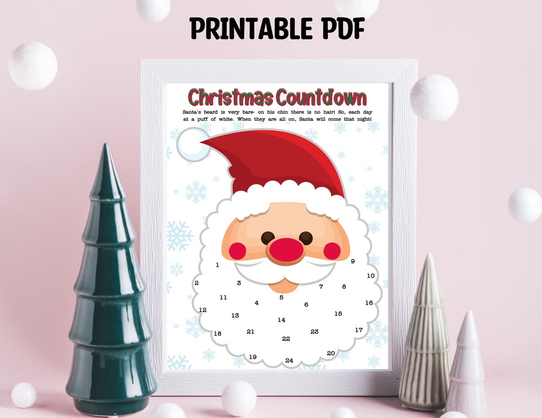 Countdown to Christmas, Glue Cotton Balls on Santa's Beard Countdown ...