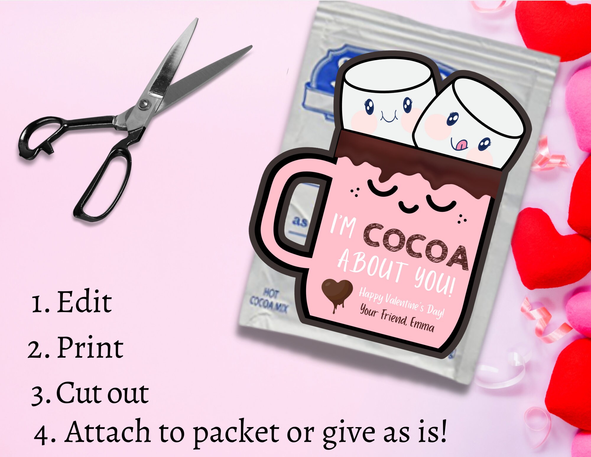 Hot Cocoa Kids Valentine Printable, Hot Chocolate Valentine Gift ...