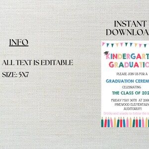 Editable Kindergarten Graduation Invitation, Kindergarten Party Invite ...