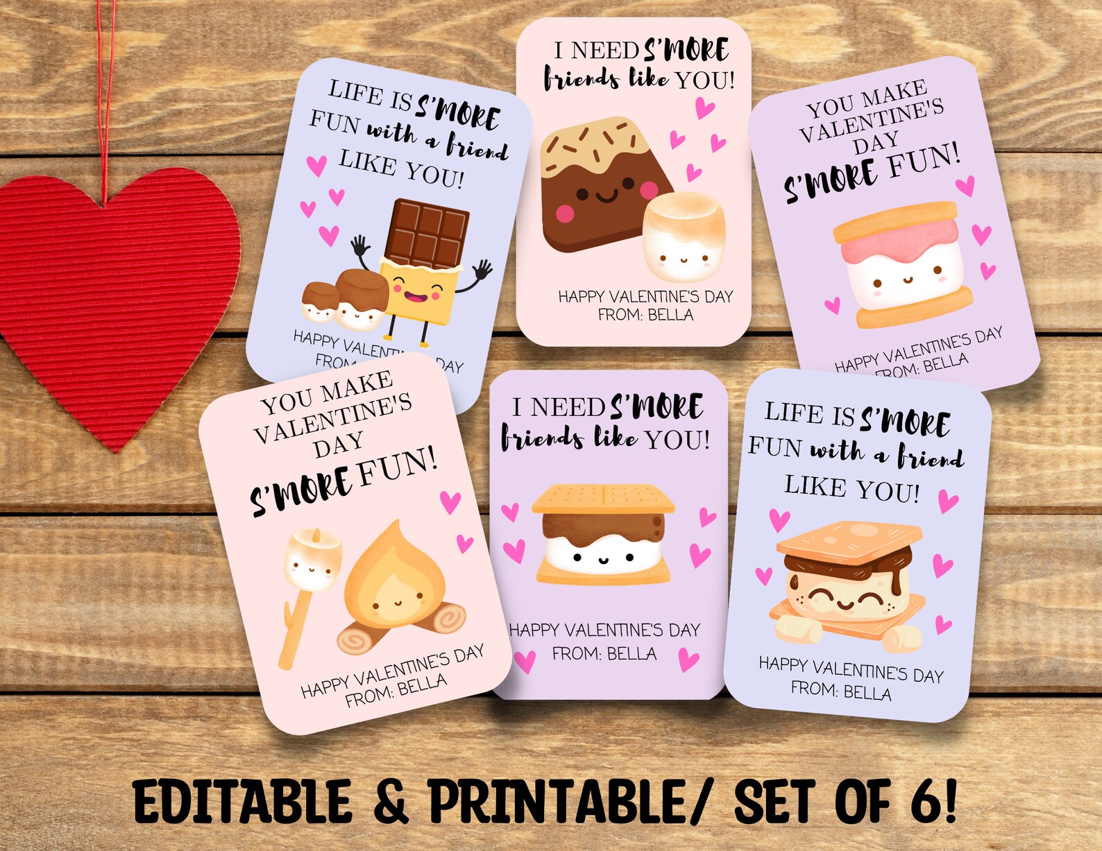 Smore Valentine Cards Printable Instant Download Kids - Etsy