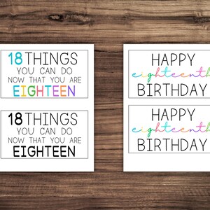 18th Birthday Gift Tag Printables, Things That You Can Do Now That You ...