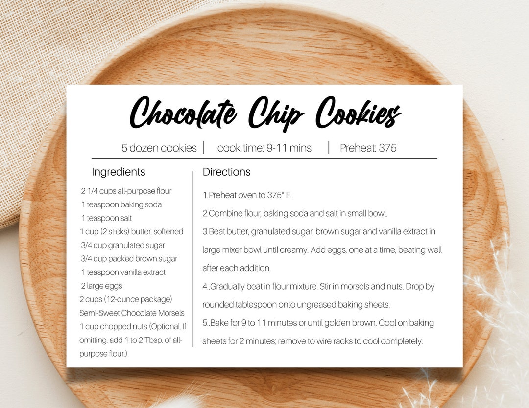 Farmhouse Recipe Card Template, Editable Minimalist Recipe Card, Modern ...