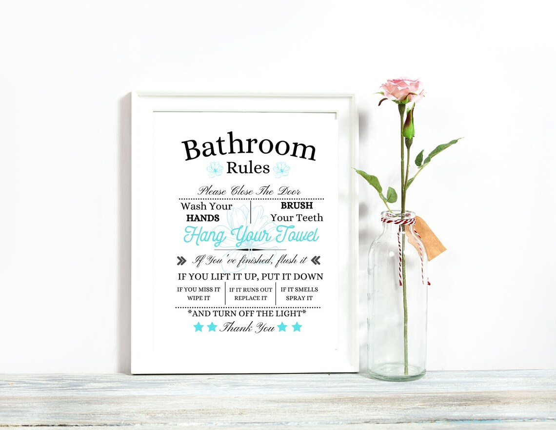 Bathroom Rules Sign printable Signbathroom Decordigital - Etsy