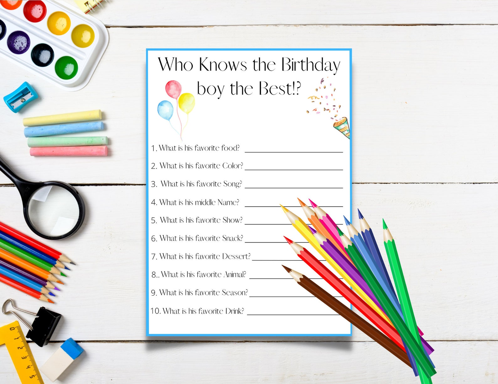 Boys Birthday Game, Printable Kids Games ,party Games, Birthday ...