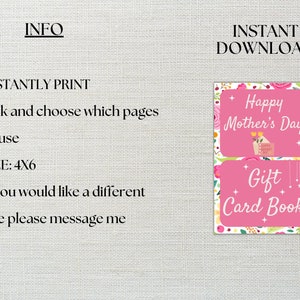 Printable Mother's Day Gift Card Book |mothers Day Gift | Girl Holiday ...