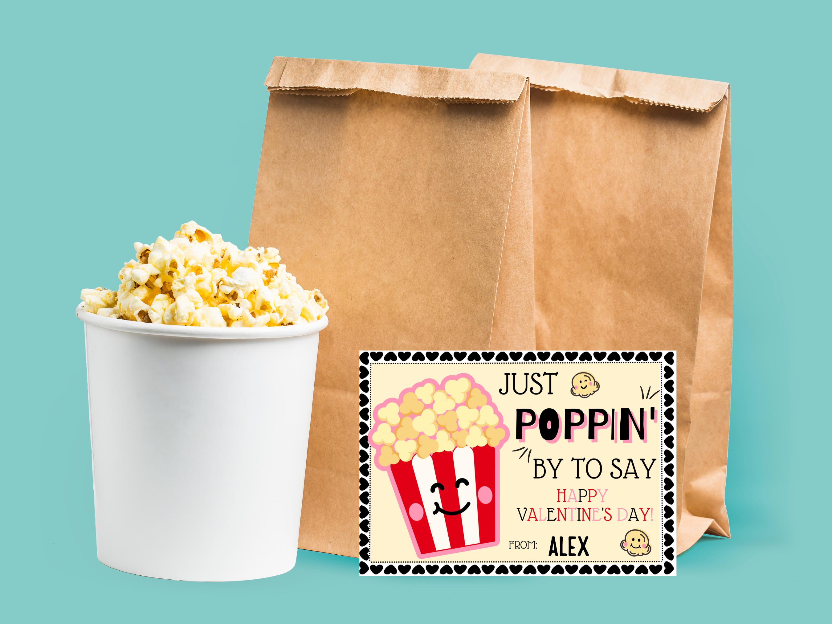 PRINTABLE Just POPPIN' BY to Say Happy Valentine's Day! Tag | Instant ...