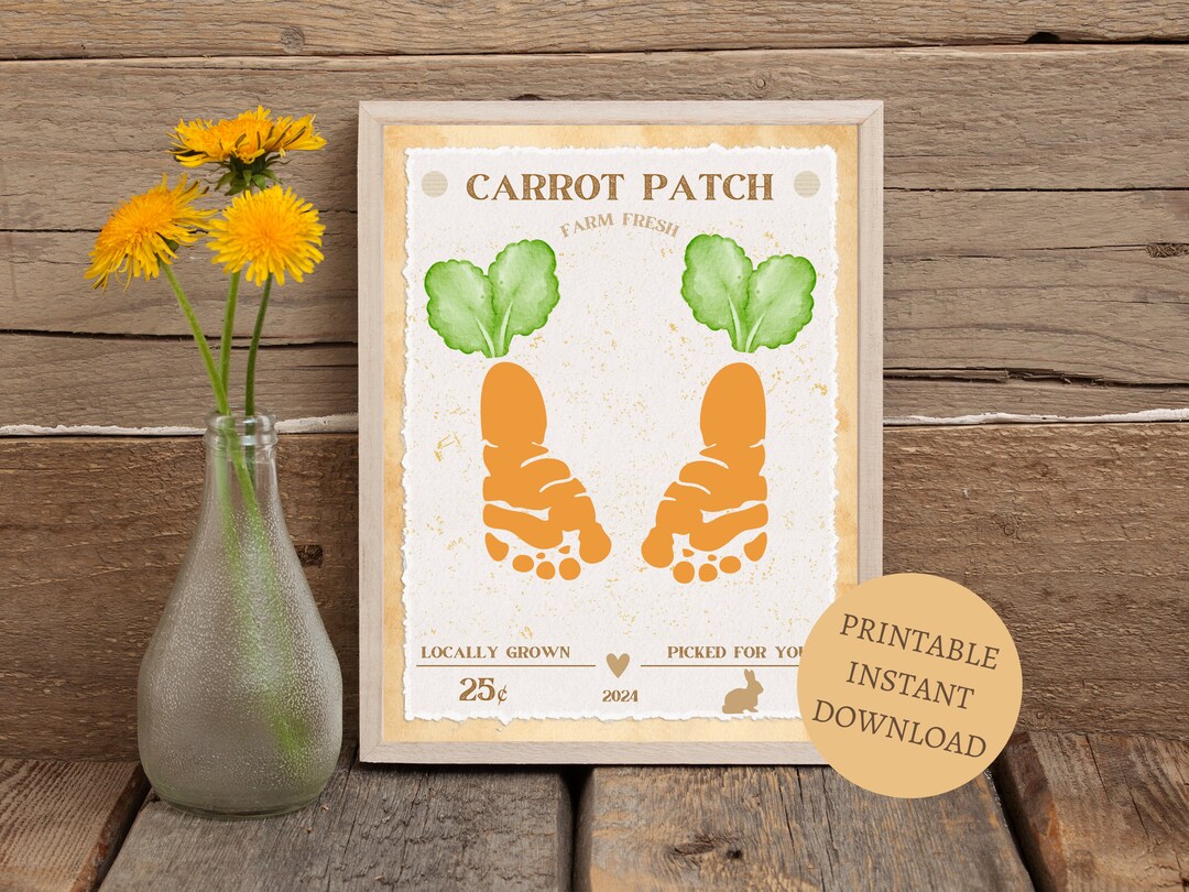 Farm Sign Carrot Patch Easter / Footprint Feet Art Craft / Kids Baby ...