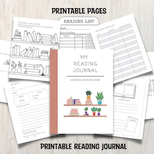 Printable Reading Journal, Book Tracker, Reading Planner, Book Review ...