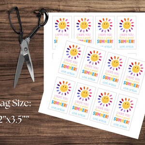 End of School Year Tags, Sun Gift Tags, Teacher Thank You, Last Day of ...