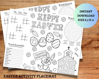 Easter Dinner Brunch Placemat Kids Table Coloring Craft Bible Quote ...