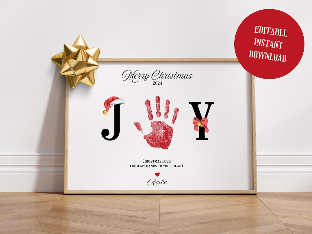 Joy Christmas Handprint Craft Preschool, Editable Toddler Hand Print ...