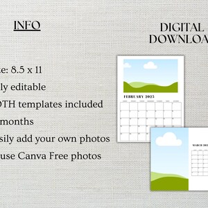 2025 Editable Calendar | Canva Template | Canva Frame | Editable ...