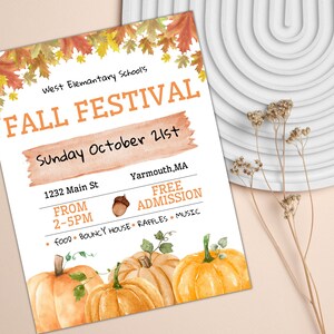 Fall Festival Flyer Template Editable, Harvest Invitation Church ...