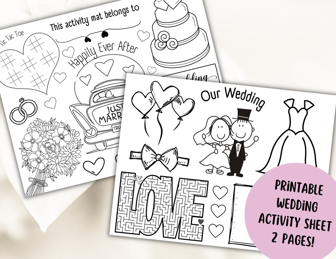 Printable Wedding Coloring Placemat, Personalized, Digital File ...