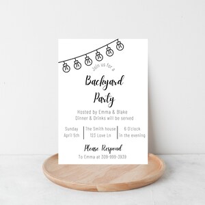 Backyard Party Invitation Template, Birthday, Baby Shower, Couples ...