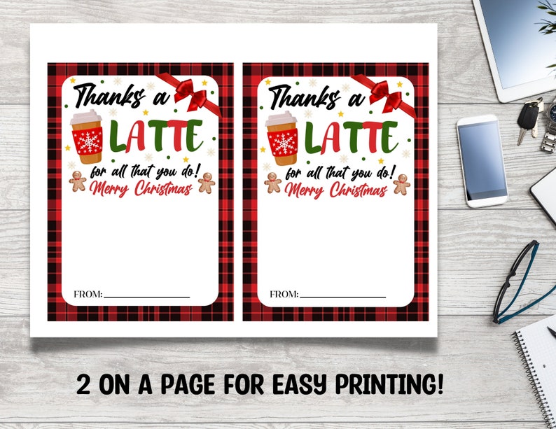 Christmas Coffee Gift Card Holder, Thanks a Latte, Staff Appreciation ...