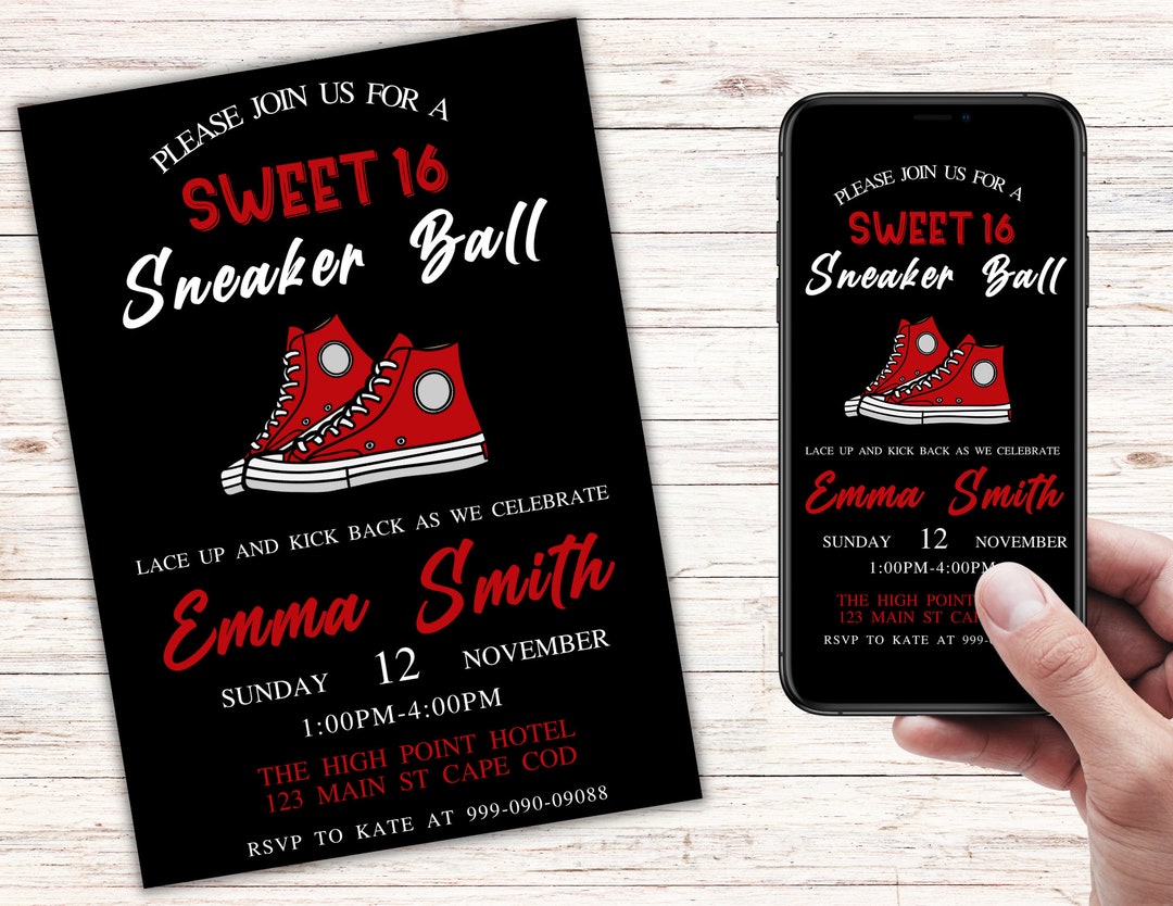 Sneaker Ball Invitation, Sneaker Ball Invite, Sneaker Invitation, Sweet ...