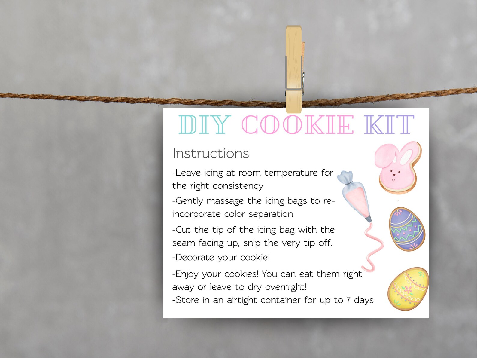 Easter DIY Cookie Kit Instructions. Printable Instructions Card for DIY ...