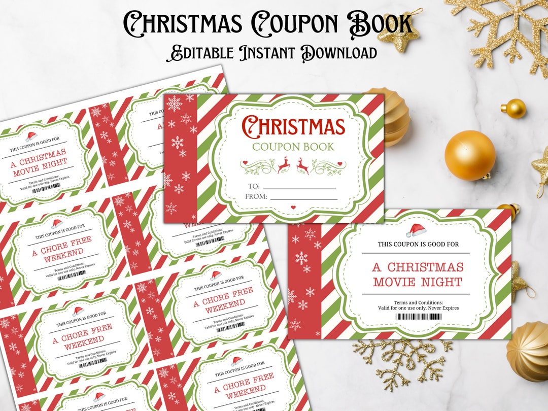 Christmas Coupon Book EDITABLE, Printable Coupon Book Template, Custom ...