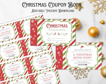 Christmas Coupon Book EDITABLE, Printable Santa Coupon Book Template ...