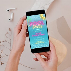 Pool Party Ecard,pool Party Text Invitation,pool Party Birthday Digital ...
