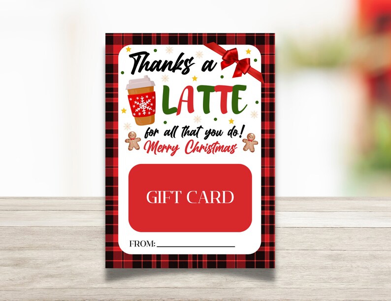Christmas Coffee Gift Card Holder, Thanks a Latte, Staff Appreciation ...