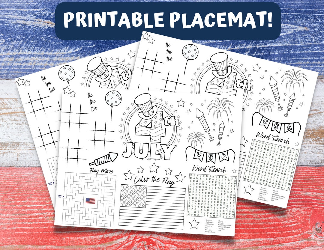 Printable 4th of July Activity Sheet / Kids Printable Activity Sheet ...