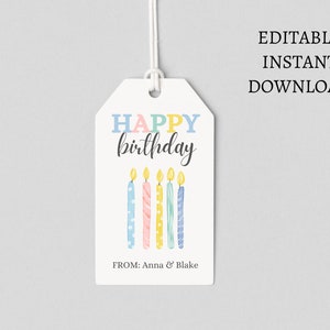 Printable Birthday Tags, Happy Birthday Gift Tag, Instant Download ...
