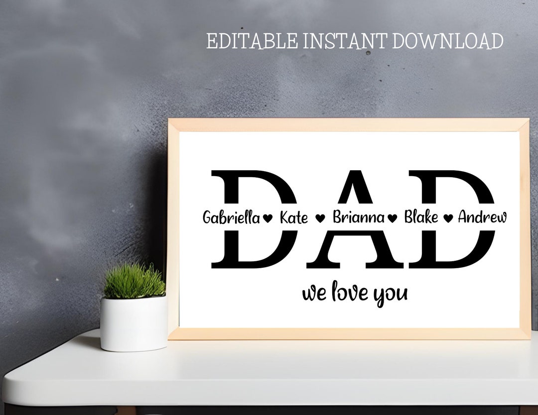 Personalized Fathers Day Gift, Dad Sign With Kids Names, Personalized ...
