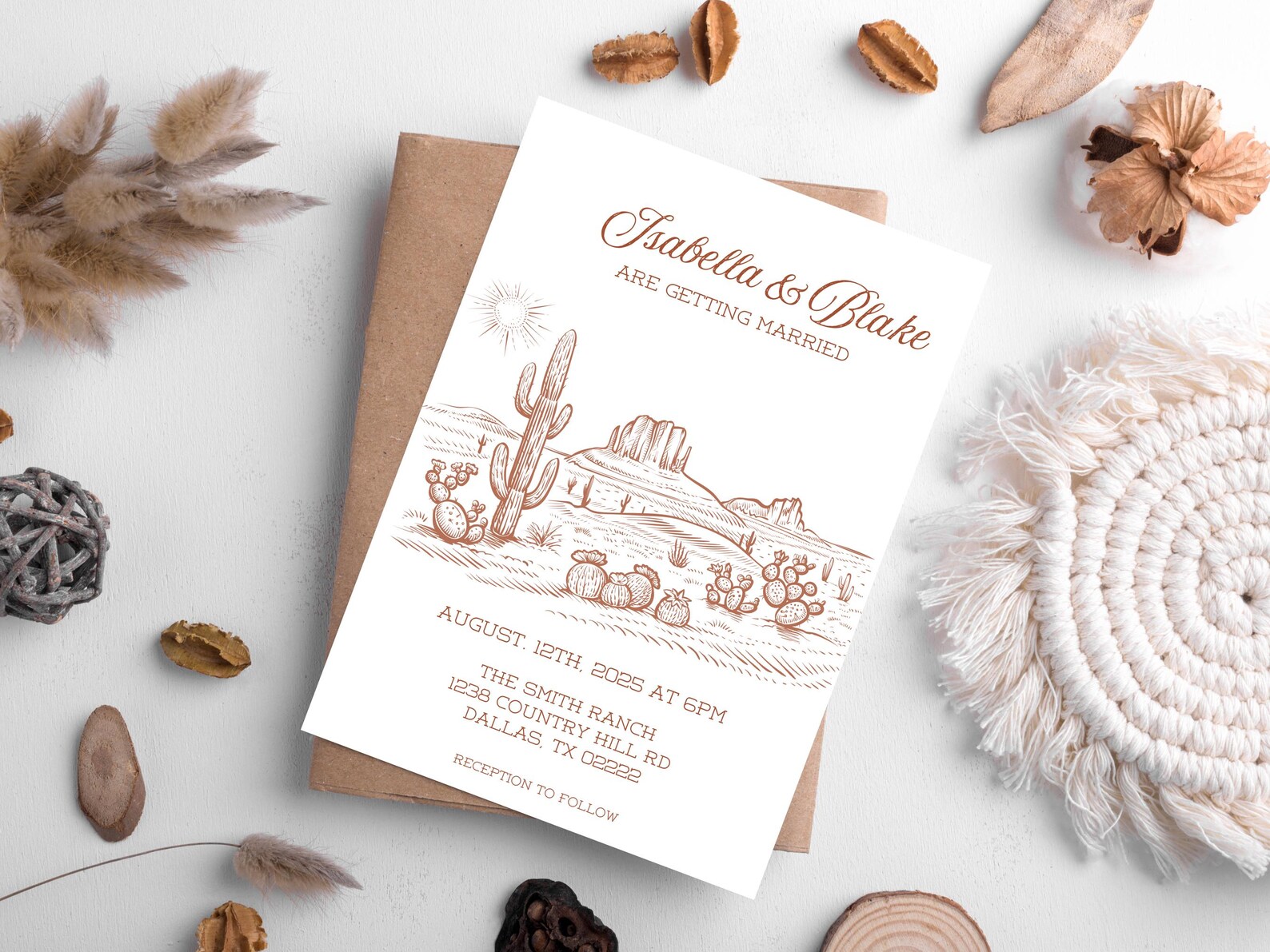 Modern Desert Wedding Invitation Suite Cactus Invitation Western ...