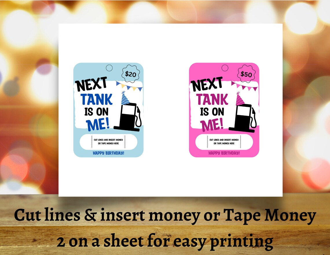 Gas Money Card Money Holder Cash Card Personalized Card - Etsy