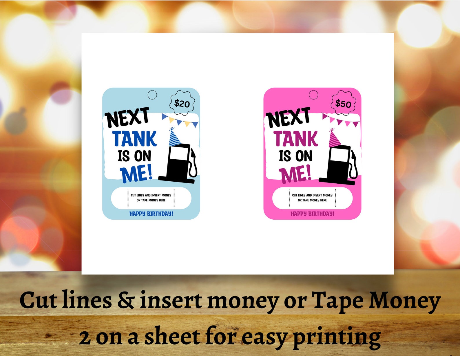 Gas Money Card - Money Holder - Cash Card - Personalized Card - Party ...