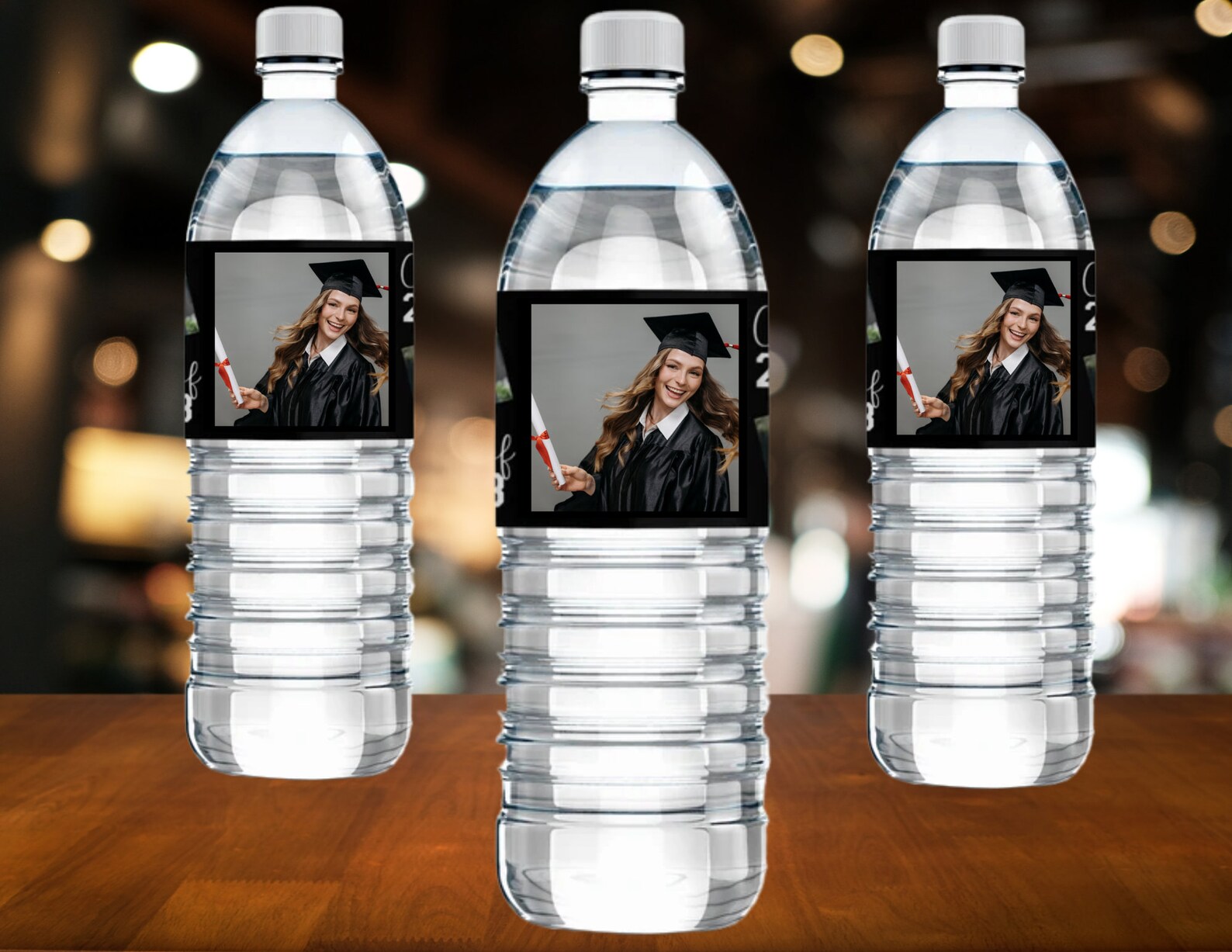 Photo Graduation Water Bottle Labels - Class of 2025 Graduate Image ...