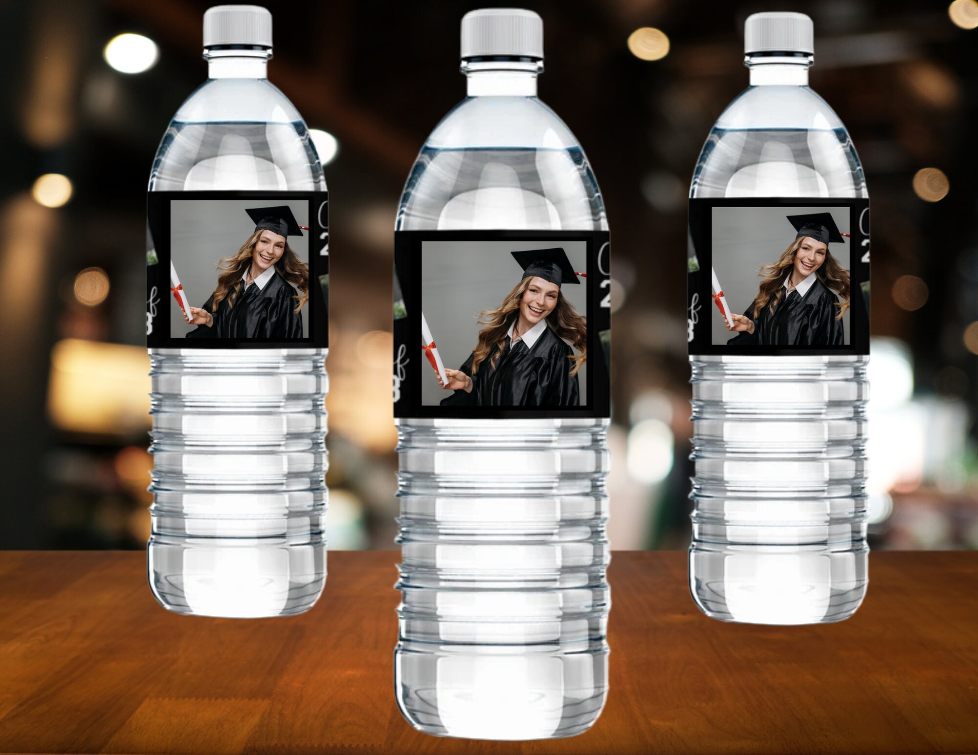 Photo Graduation Water Bottle Labels - Class of 2025 Graduate Image ...