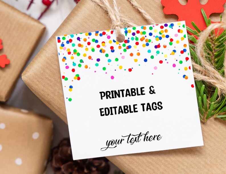 Printable Gift Tag Confetti Tag Template / Editable Favor - Etsy