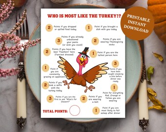 Printable Thanksgiving Game,family Thanksgiving Game, Dinner Table Game ...