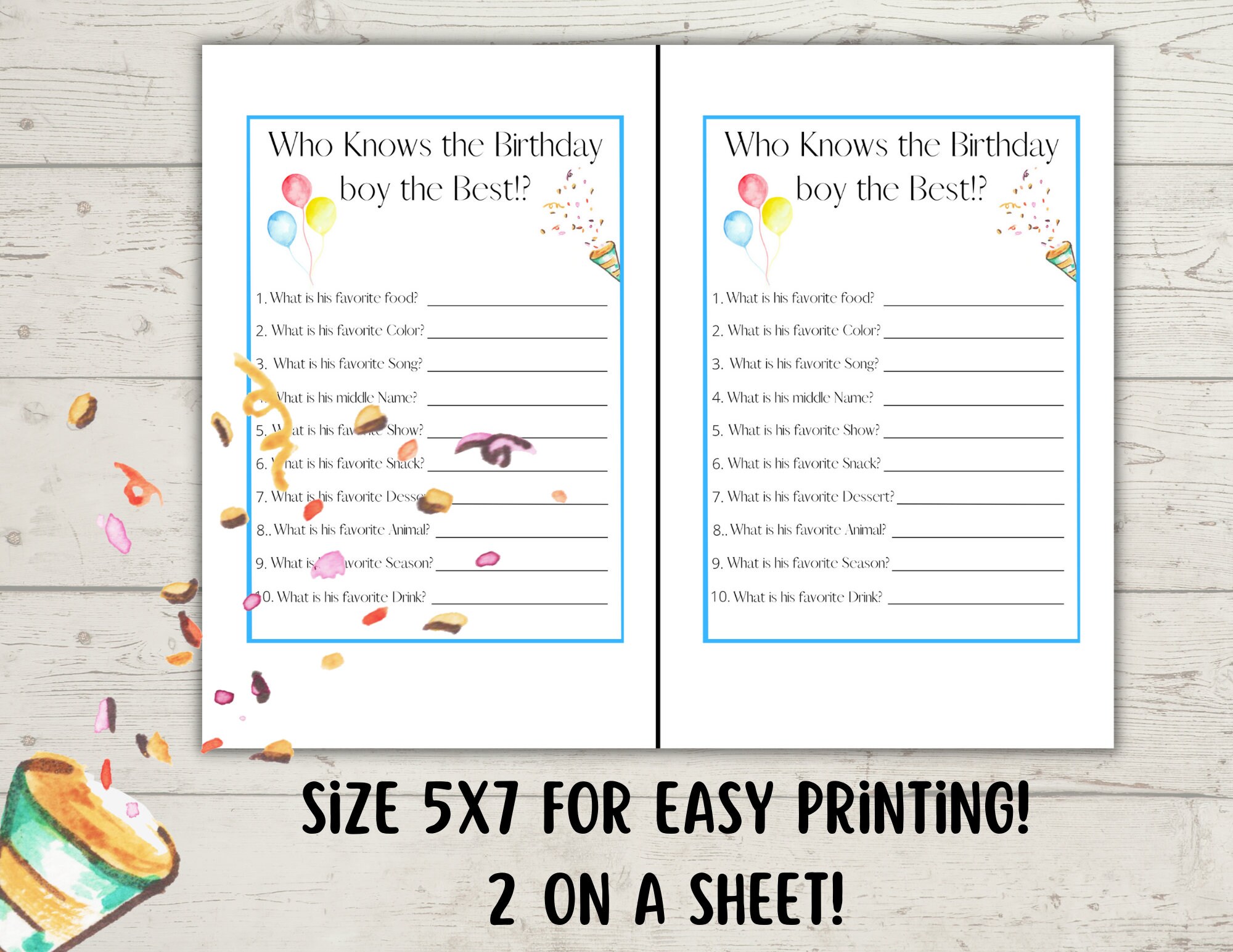 Boys Birthday Game, Printable Kids Games ,party Games, Birthday ...