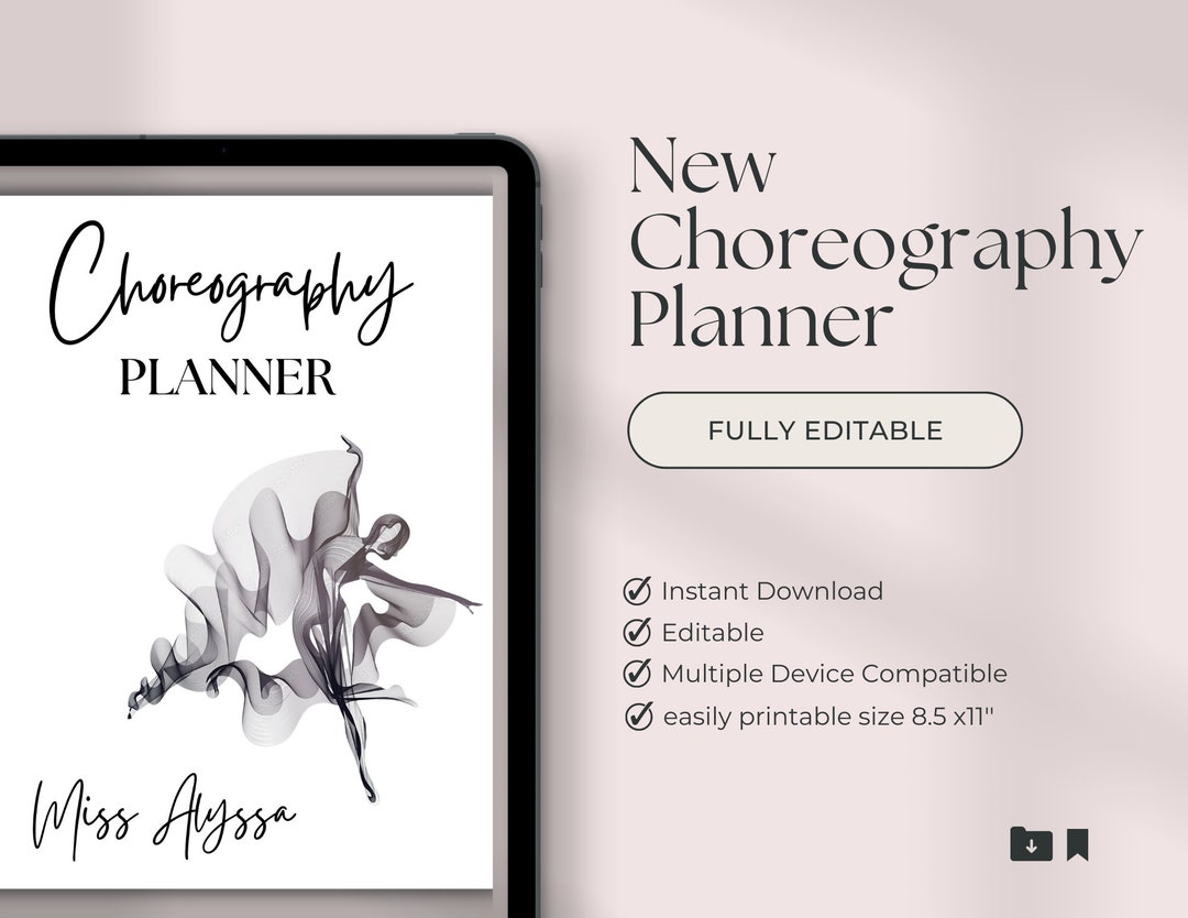 Dance Teacher Choreography Planner, Printable Pages, Downloadable ...