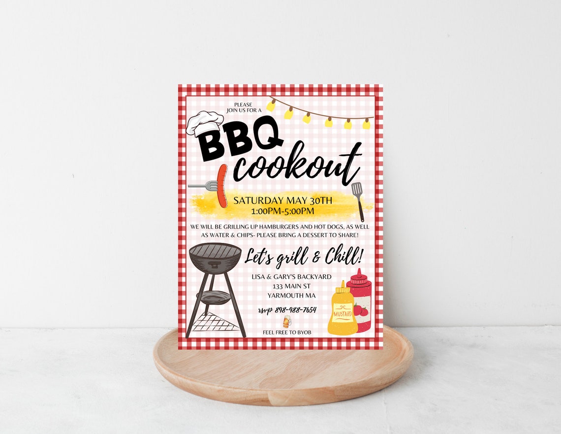 Barbecue Cookout Flyer, Picnic Flyer, Fundraiser Flyer, Neighborhood ...