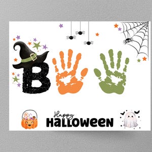 Halloween Handprint Art, Halloween Handprint Craft, Halloween Printable ...