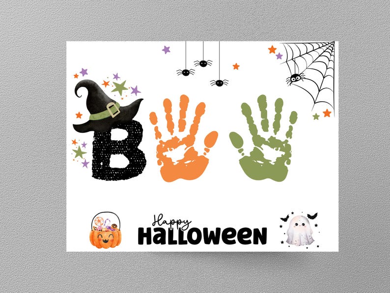 Halloween Handprint Art, Halloween Handprint Craft, Halloween Printable ...