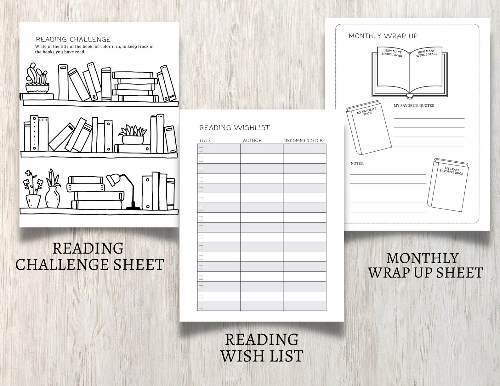 Printable Reading Journal, Book Tracker, Reading Planner, Book Review ...